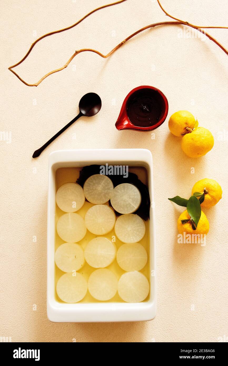 Simmered Daikon Radish with Miso, Japanese Food Stock Photo - Alamy