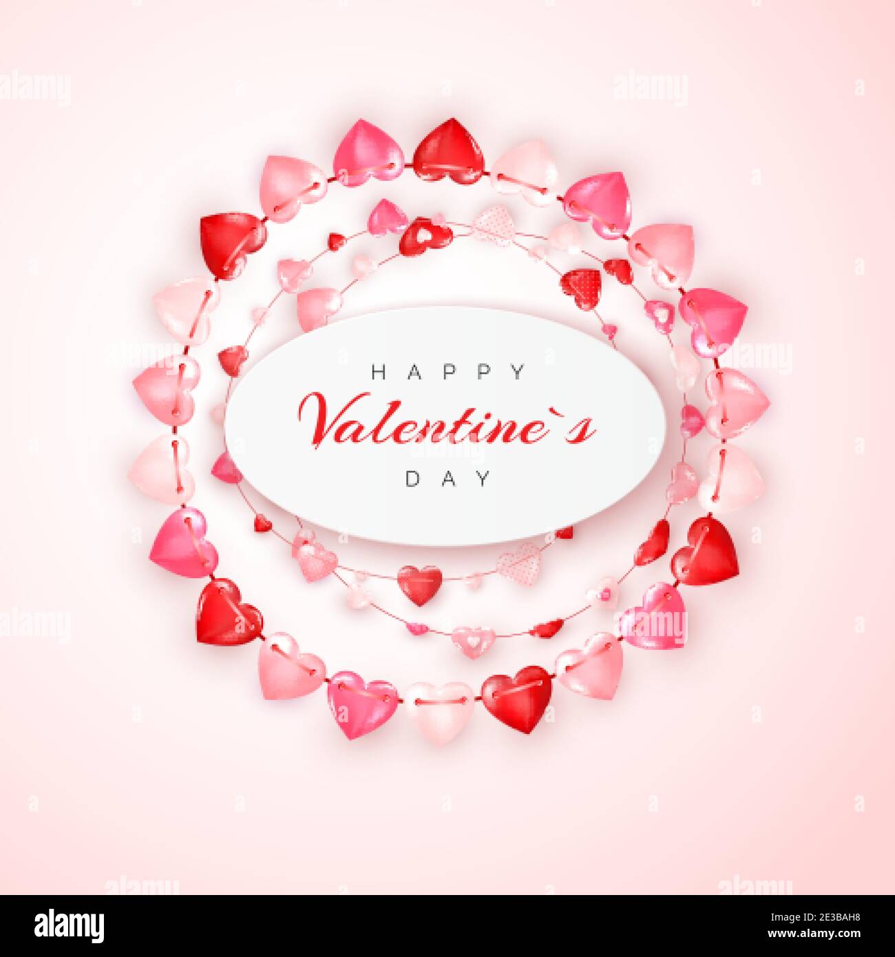 Circle decoration garland of red and pink hearts. Valentine's day ...