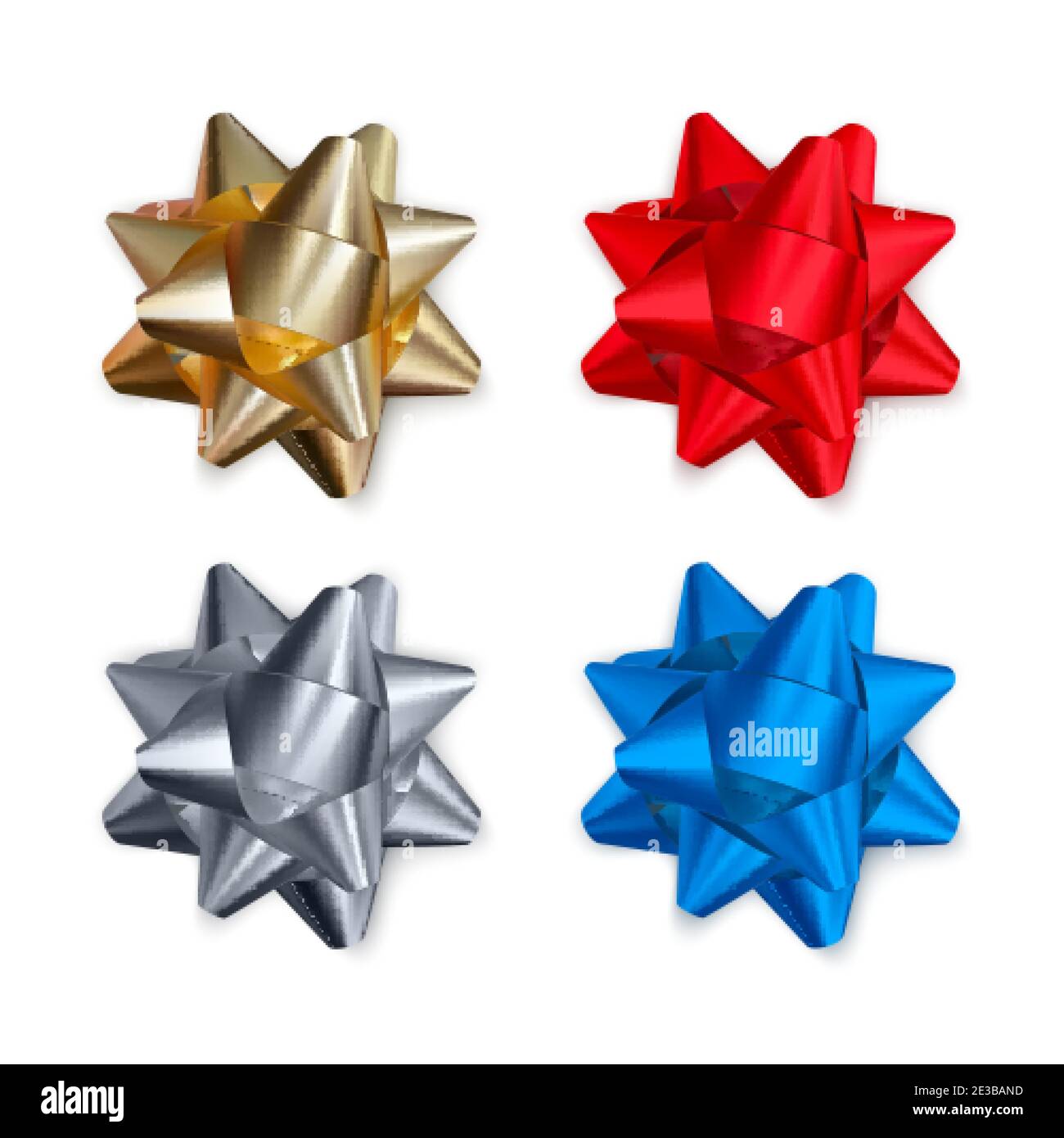 Set of realistic shiny bows isolated on white background. Decoration ...