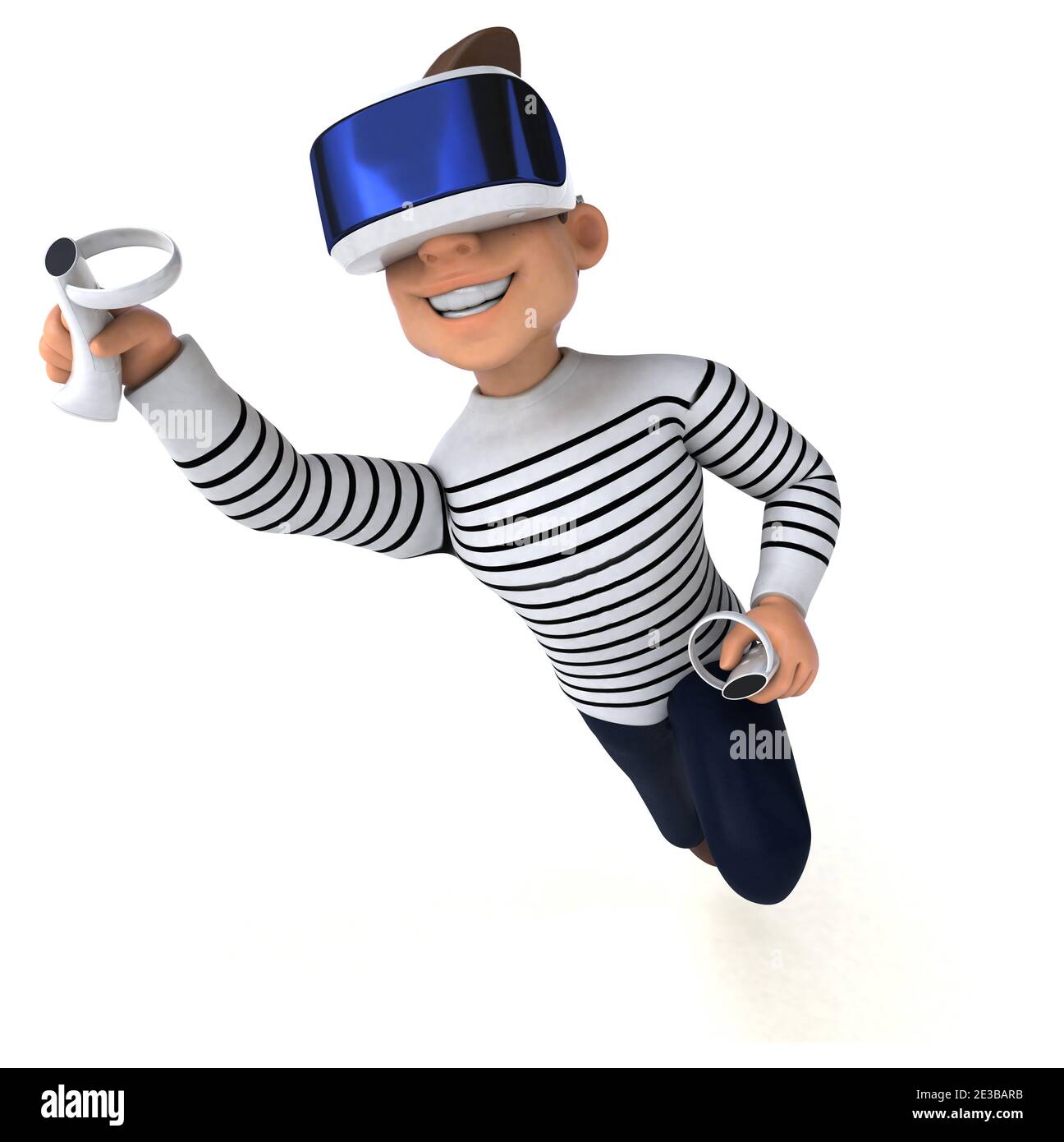 Fun 3D illustration of a cartoon man with a VR helmet Stock Photo - Alamy