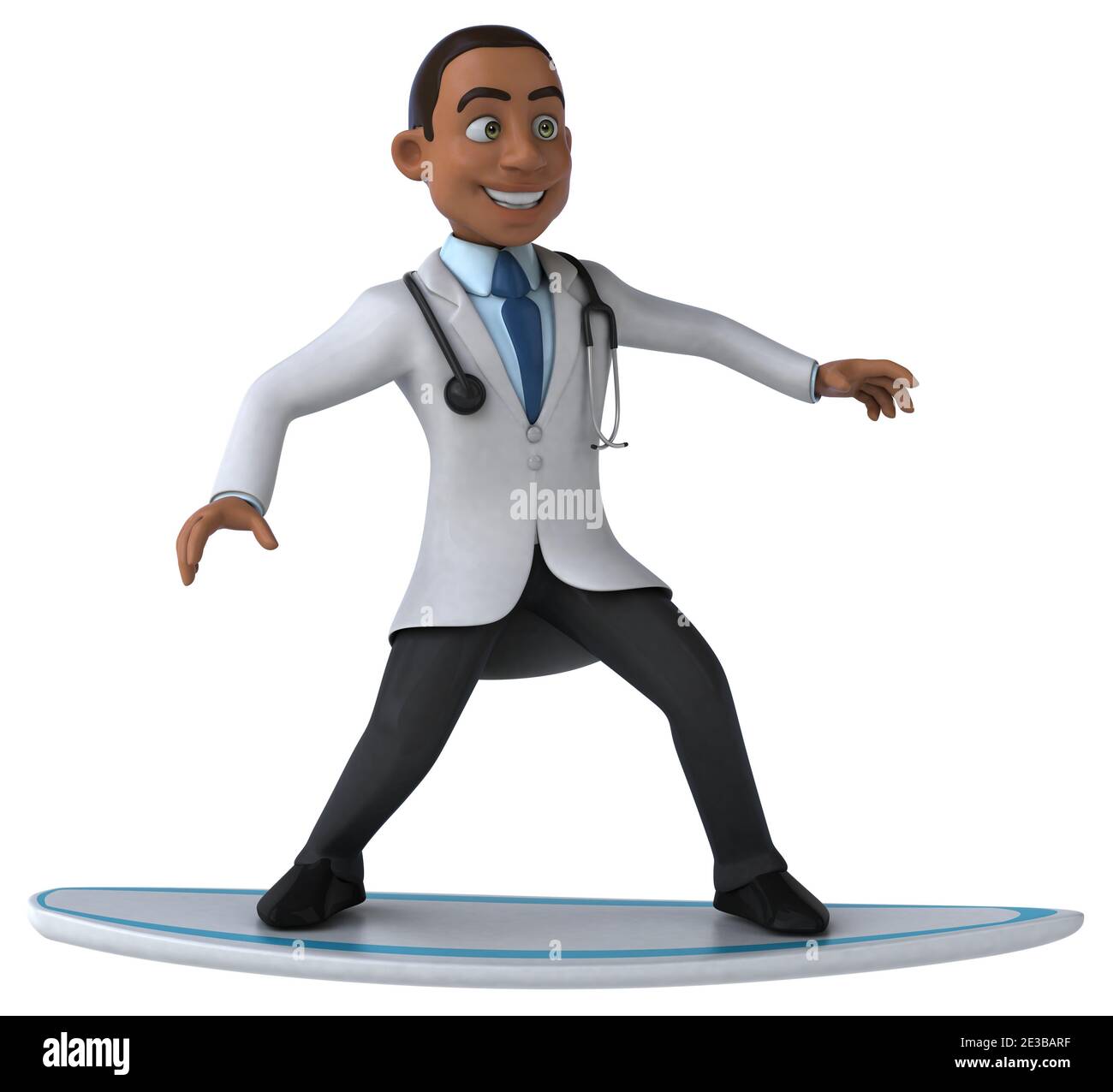Fun 3D cartoon doctor surfing Stock Photo - Alamy