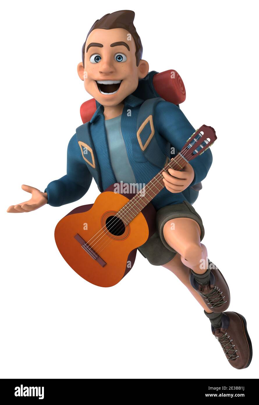 Fun illustration of a 3D cartoon backpacker Stock Photo - Alamy