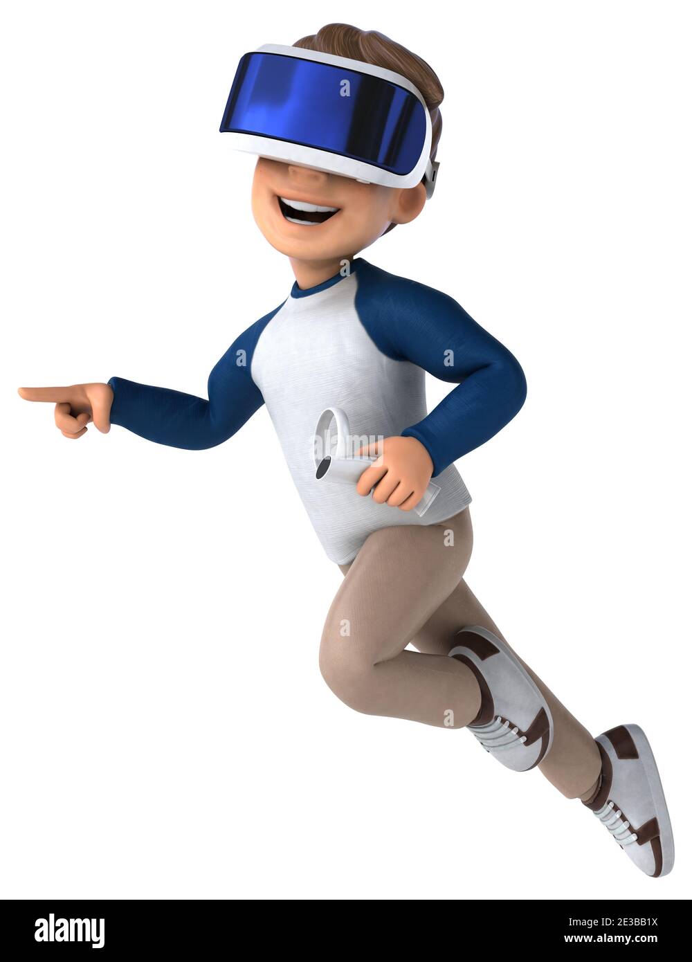 Fun 3D illustration of a cartoon kid with a VR helmet Stock Photo - Alamy