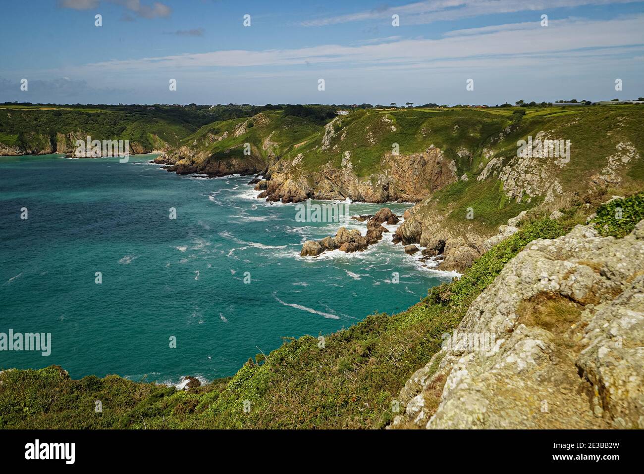 Aerial view of the coast of Guernsey, the Channel Islands Stock Photo ...