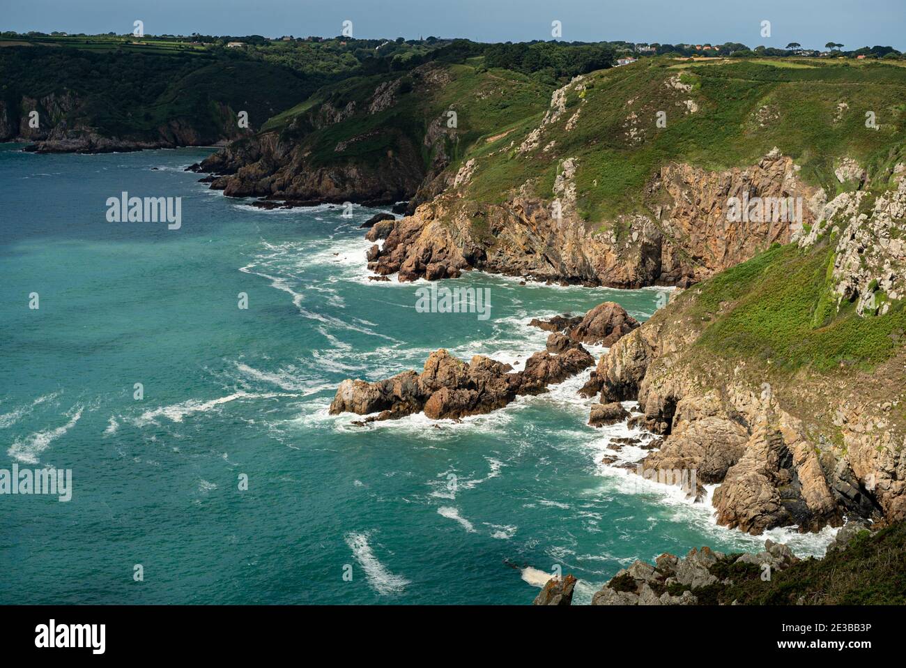 Aerial view of the coast of Guernsey, the Channel Islands Stock Photo ...