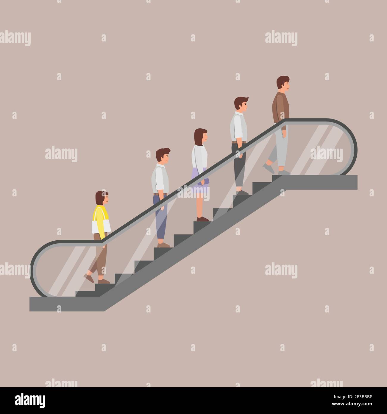 Peoples standing on the escalator. vector illustration Stock Vector ...