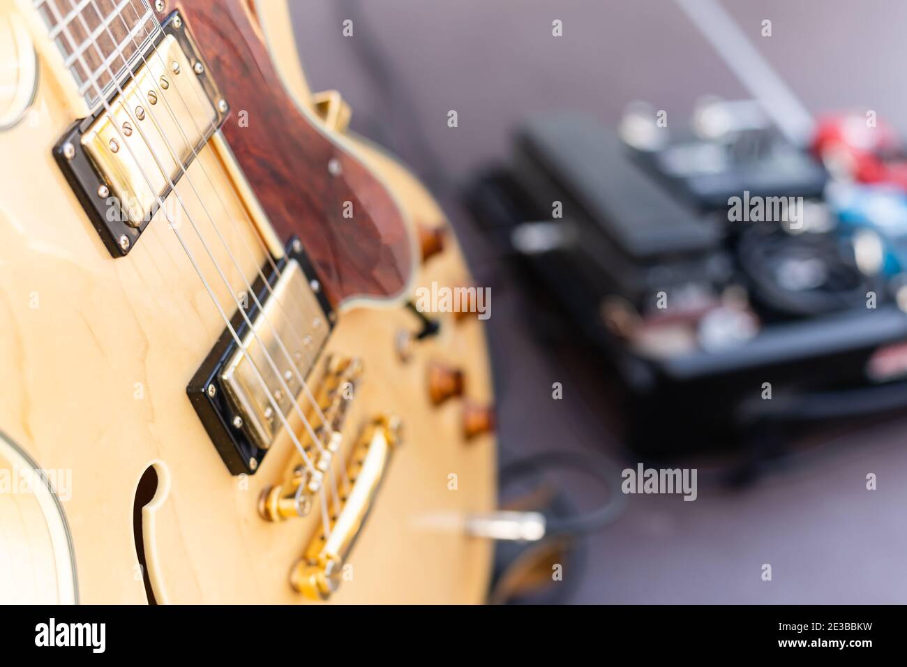 Music Instruments, Drums, Guitar on stage Stock Photo - Alamy