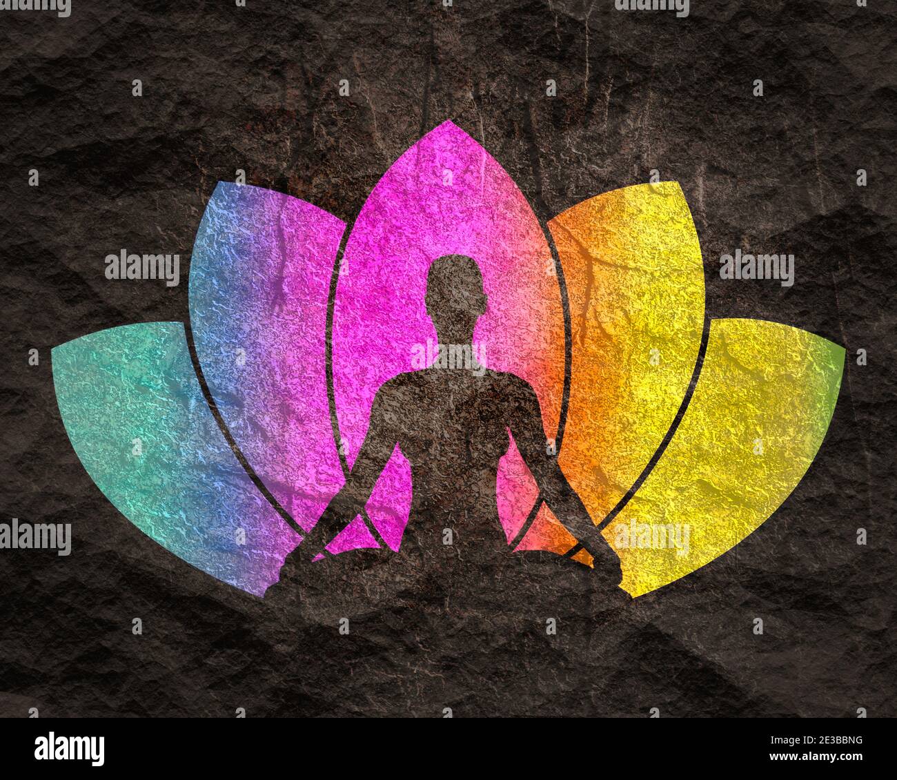 Woman sit in meditation pose. Bodybuilder relaxing. Cutout silhouette ...