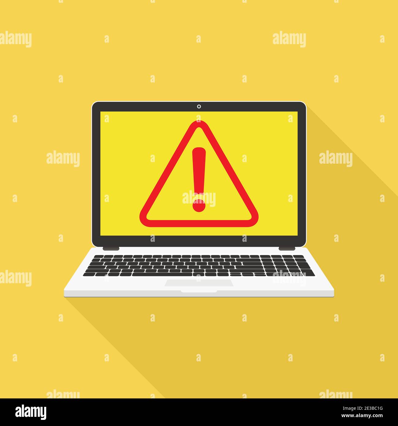Security concept. Laptop with exclamation mark on the display. Vector ...
