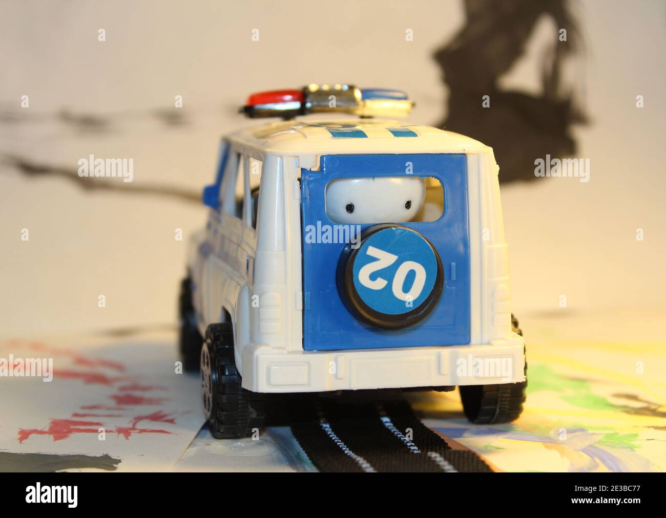 toy cat in police car Stock Photo - Alamy