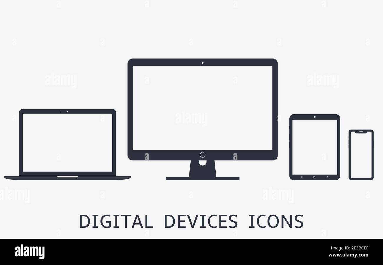 Set of digital devices icons vector illustration of responsive web ...
