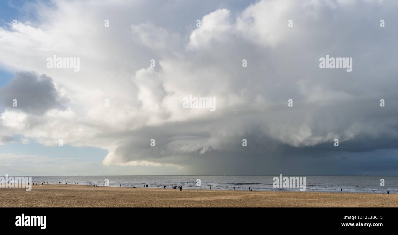 Beach at scheveningen in stormy weather hi-res stock photography and ...