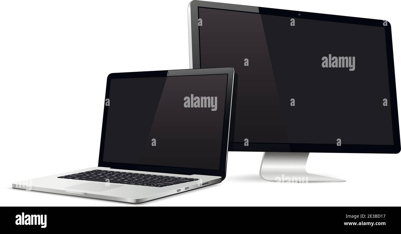 Responsive web design computer display with laptop isolated Stock ...