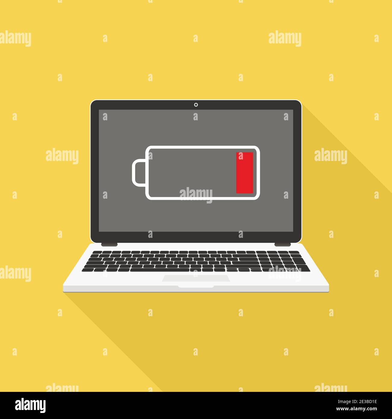 Laptop with low battery sign on screen vector illustration Stock Vector ...