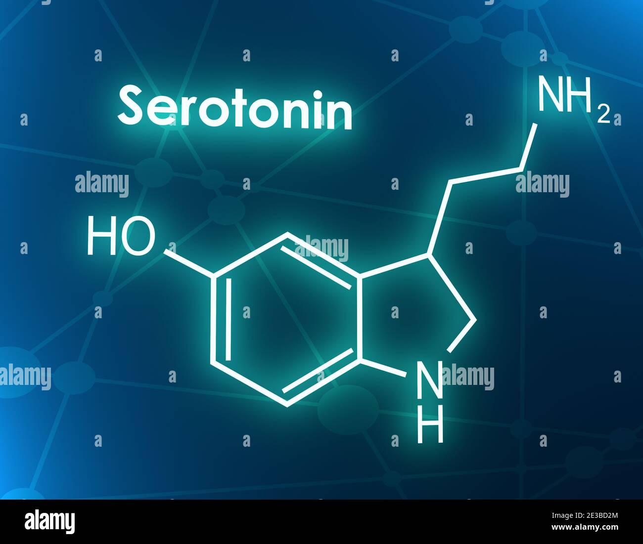 Chemical molecular formula hormone serotonin. Infographics illustration ...