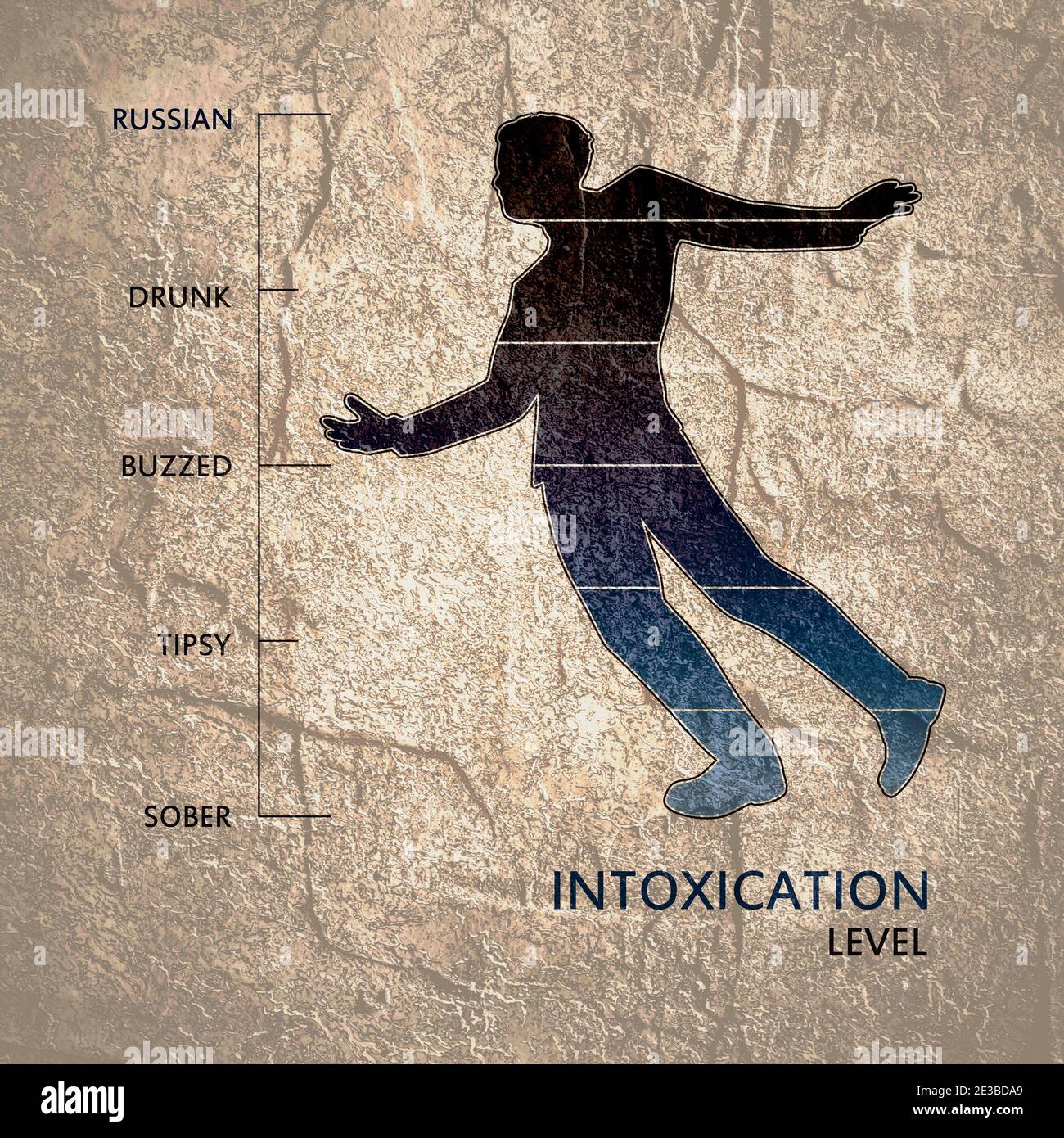 Silhouette of drunkard. Alcoholism and drunkenness. Degree of ...