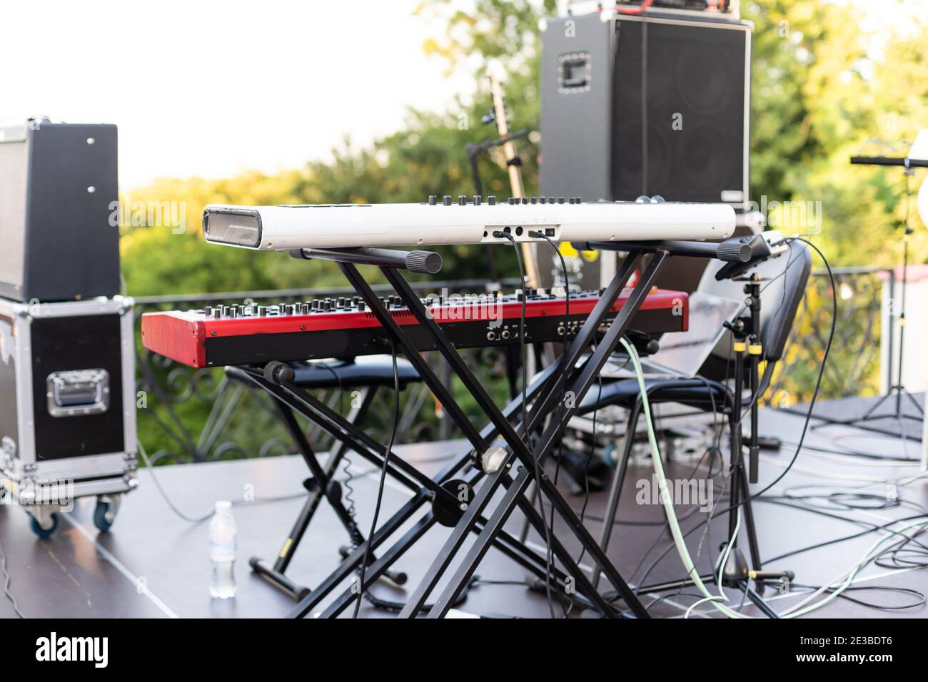 Music Instruments, Drums, Guitar on stage Stock Photo - Alamy