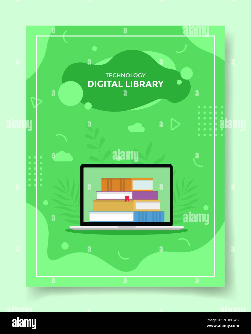 digital online library concept for template of banners, flyer, books ...
