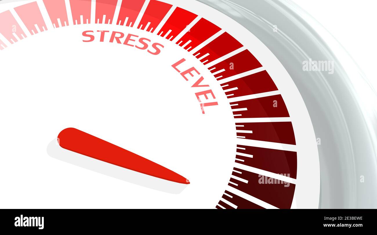 Scale with arrow. Stress level measuring device icon. Sign tachometer ...