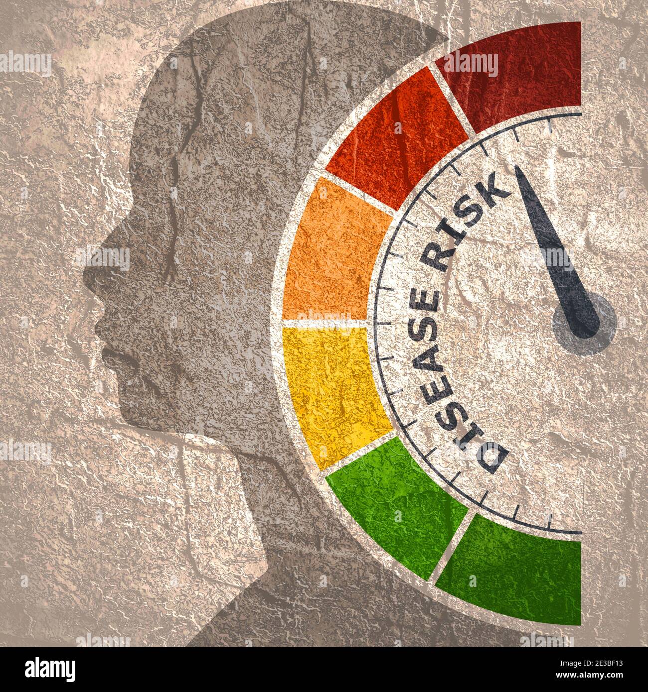 Color scale with arrow from green to red. Disease risk measuring device ...