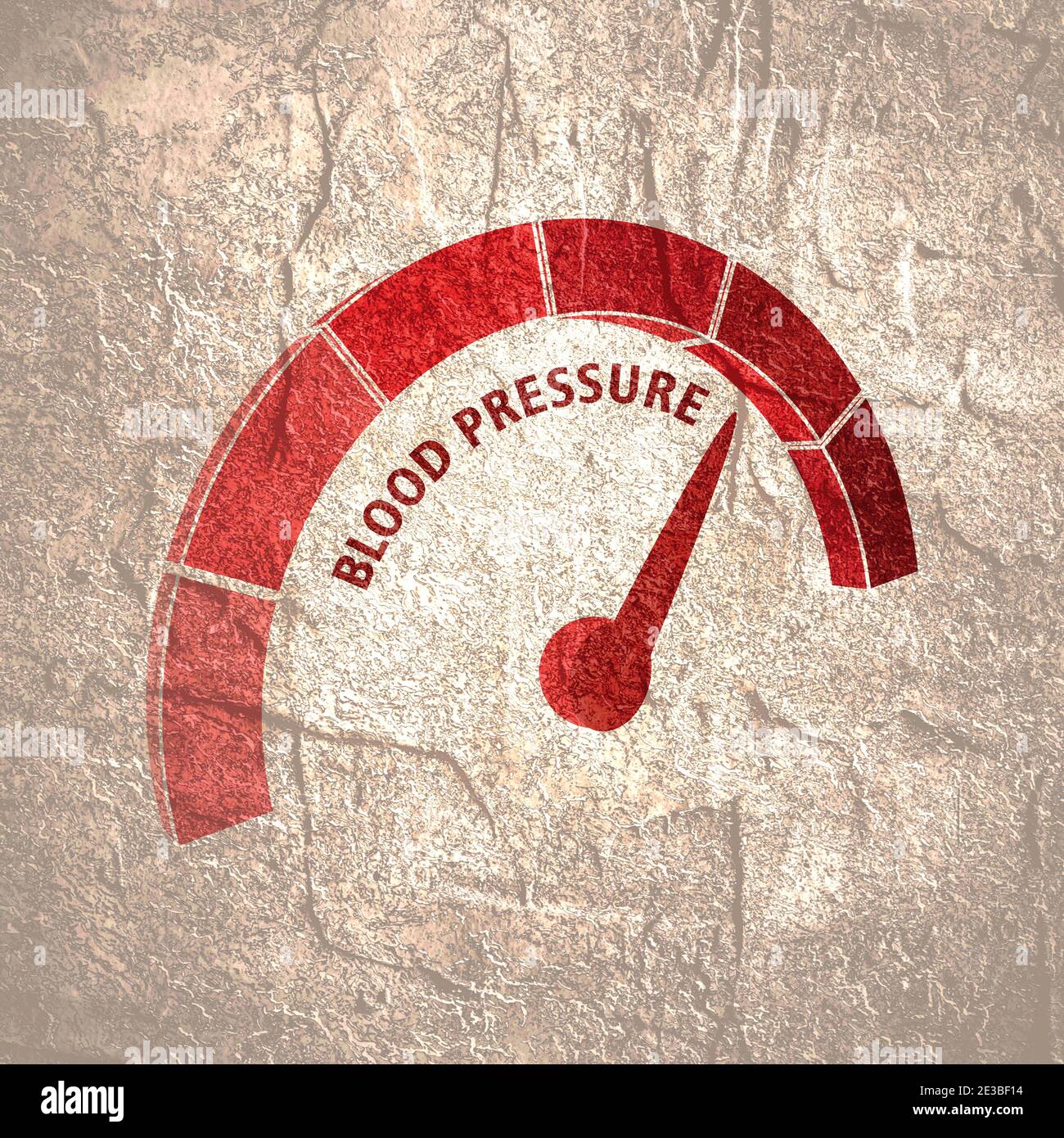 High blood pressure concept. Color scale with arrow. The measuring ...