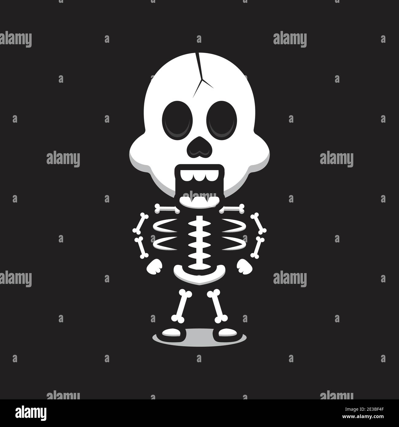Cute skull mascot character cartoon vector icon illustration. Design ...