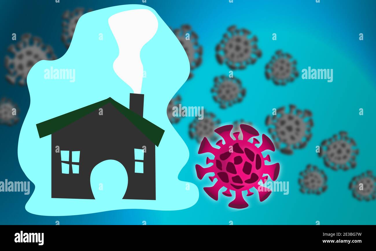 3D rendering illustration of stay safe, stay at home, prevention from ...