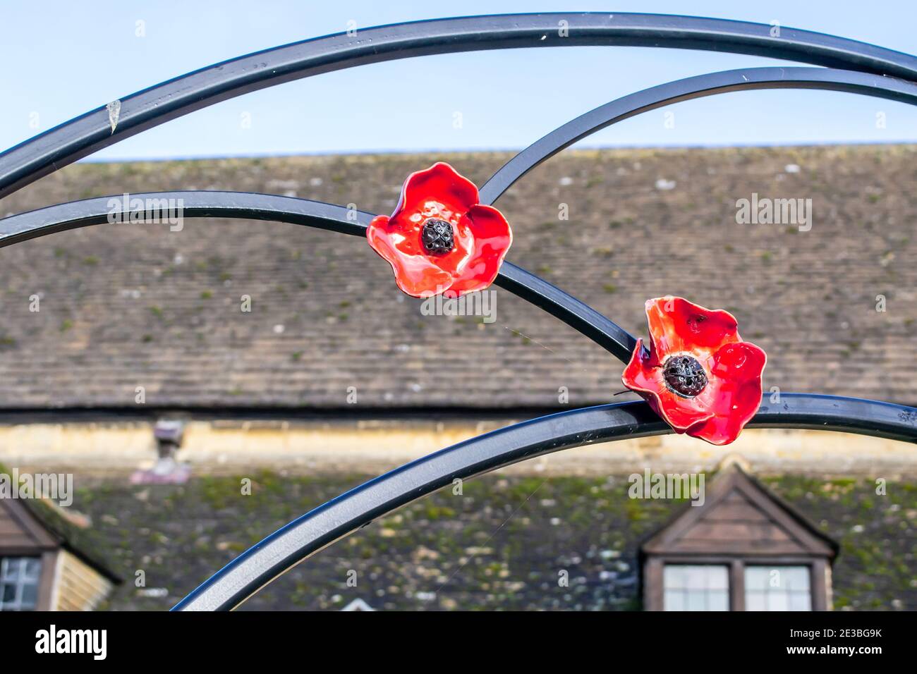 Poppy sculpture outside Oakham Castle in Rutland, England Stock Photo ...