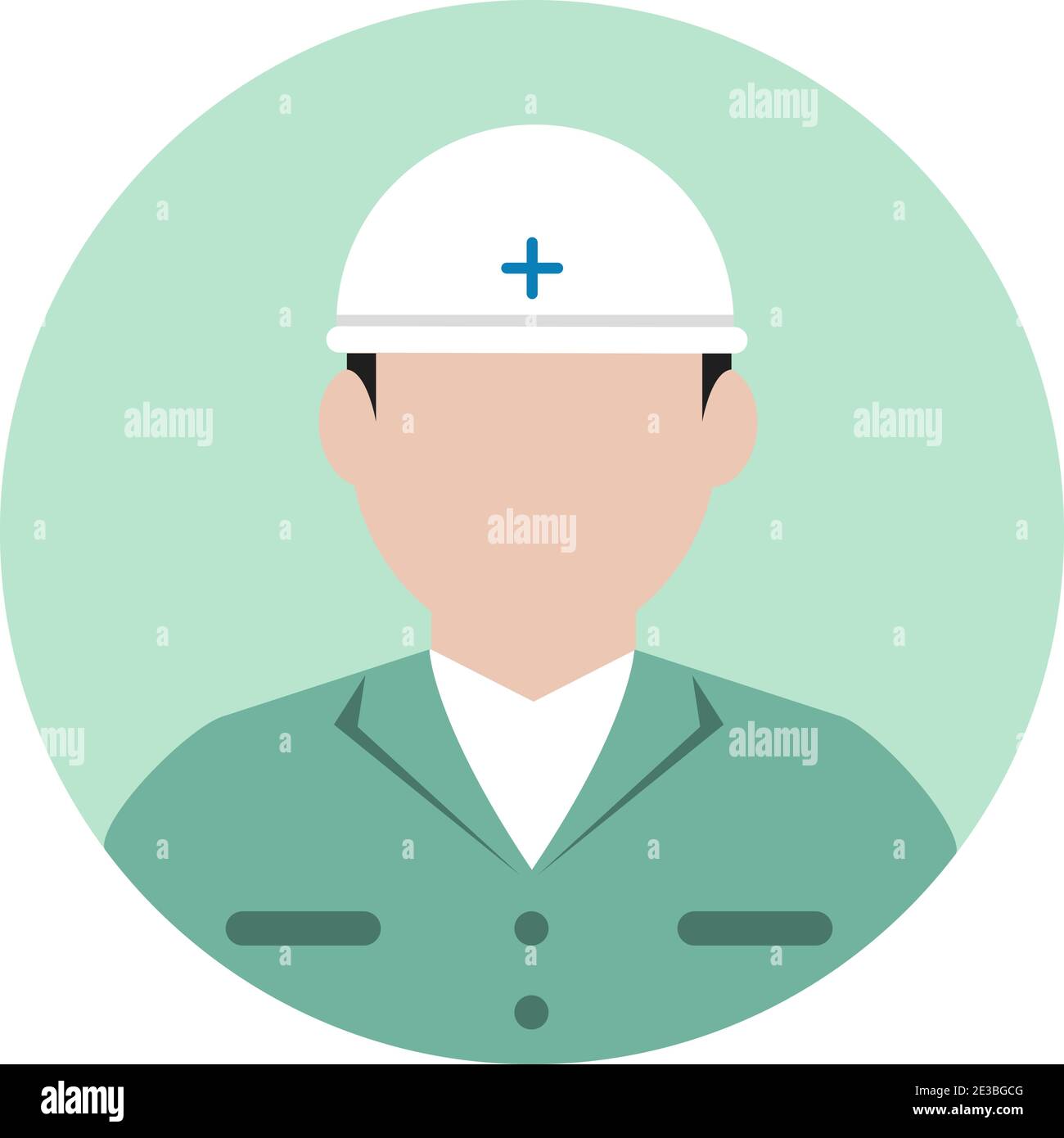 Circular worker avatar icon illustration (upper body) / blue collar ...