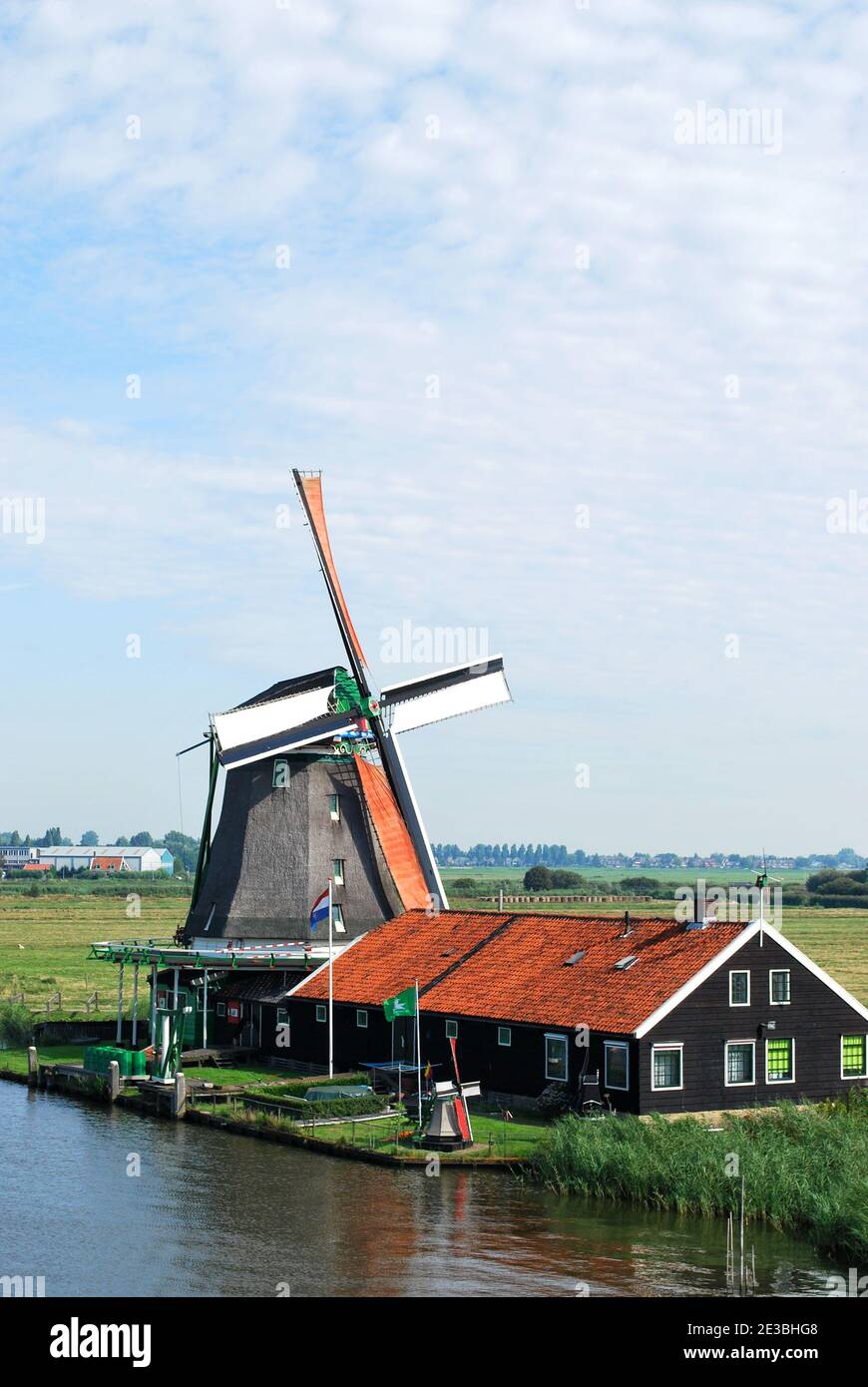 The windmills in Volendam near Amsterdam at the Netherlands Stock Photo ...