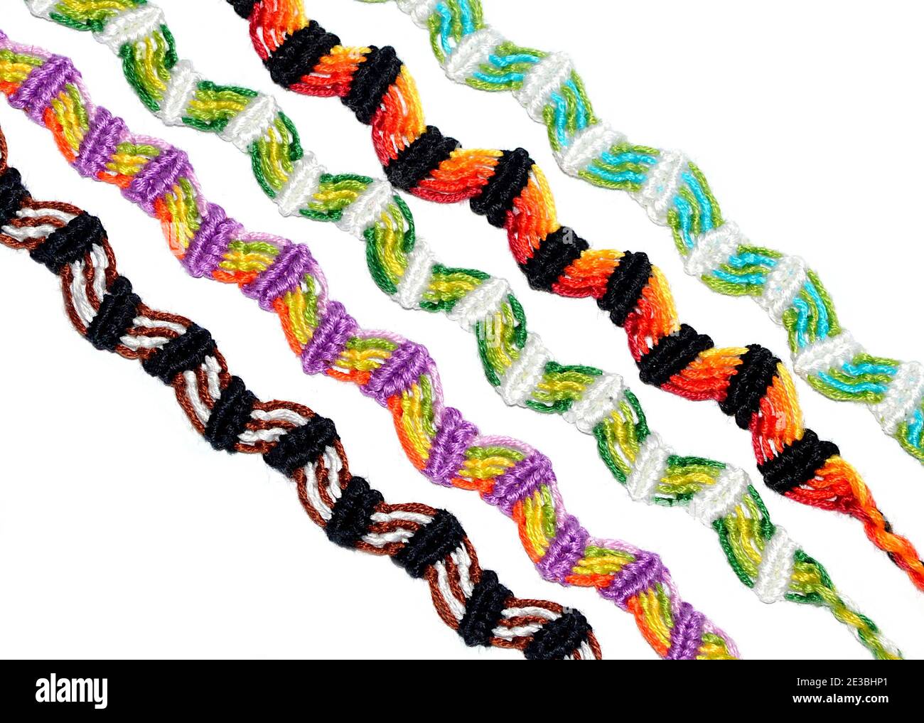 Multi-colored woven friendship bracelets handmade of embroidery bright ...