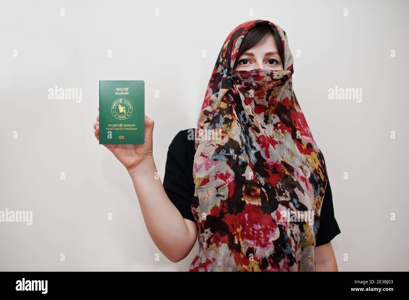 Young arabian muslim woman in hijab clothes hold People's Republic of ...