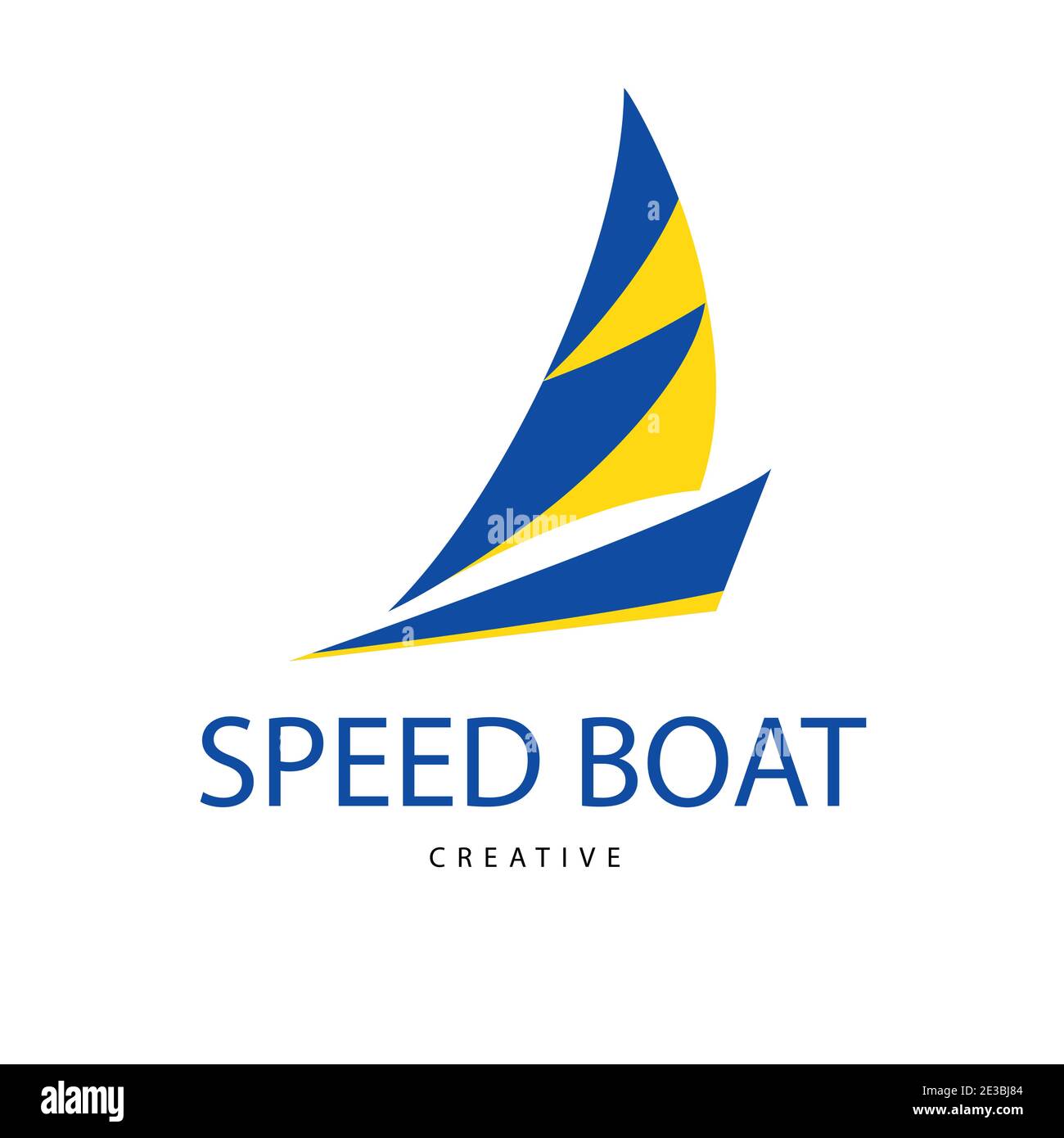 Bright blue speed boat sign. Design modern logos ship for Business ...