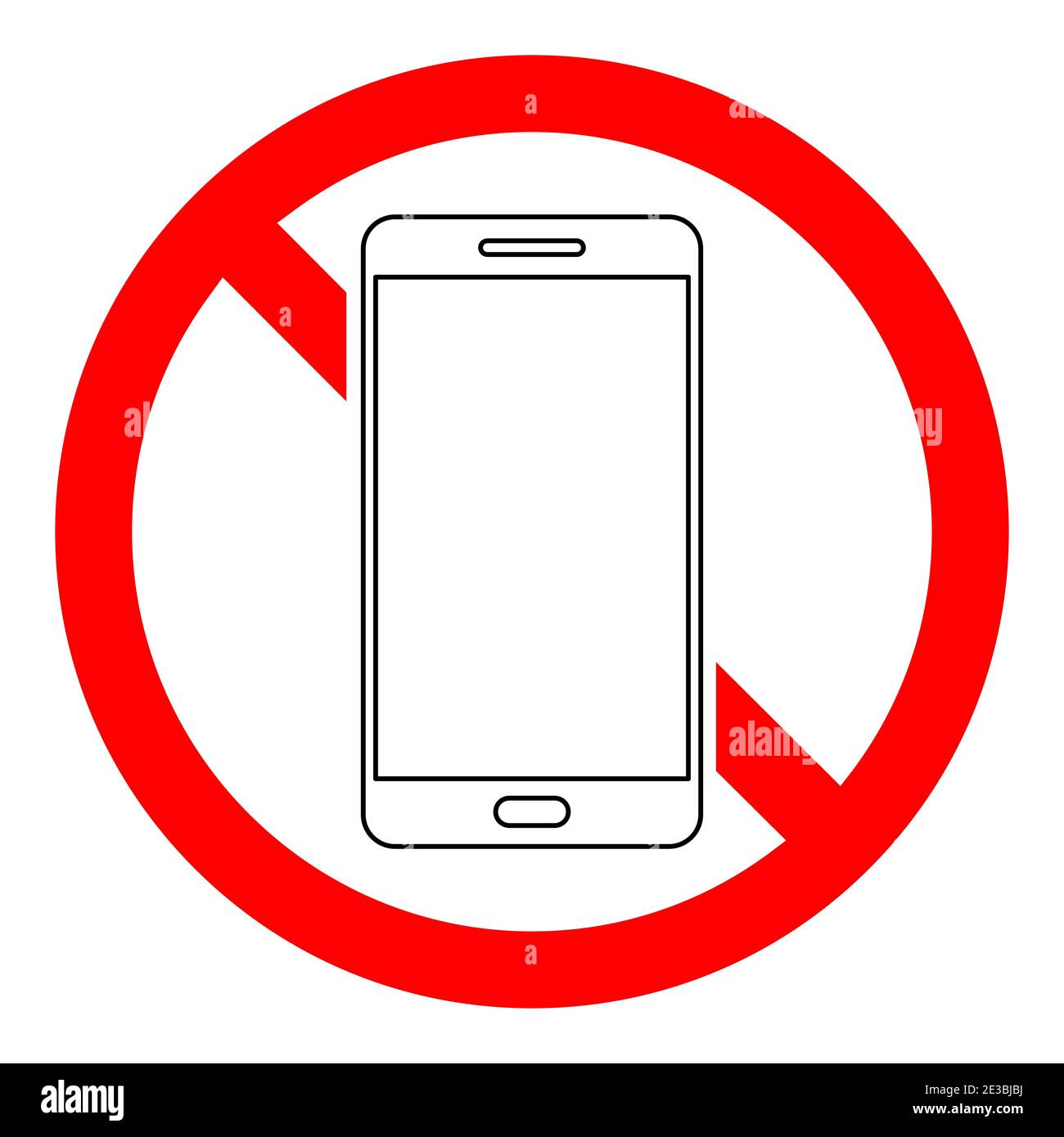 Stop phone sign. No phone. No smartphone sign on white background ...