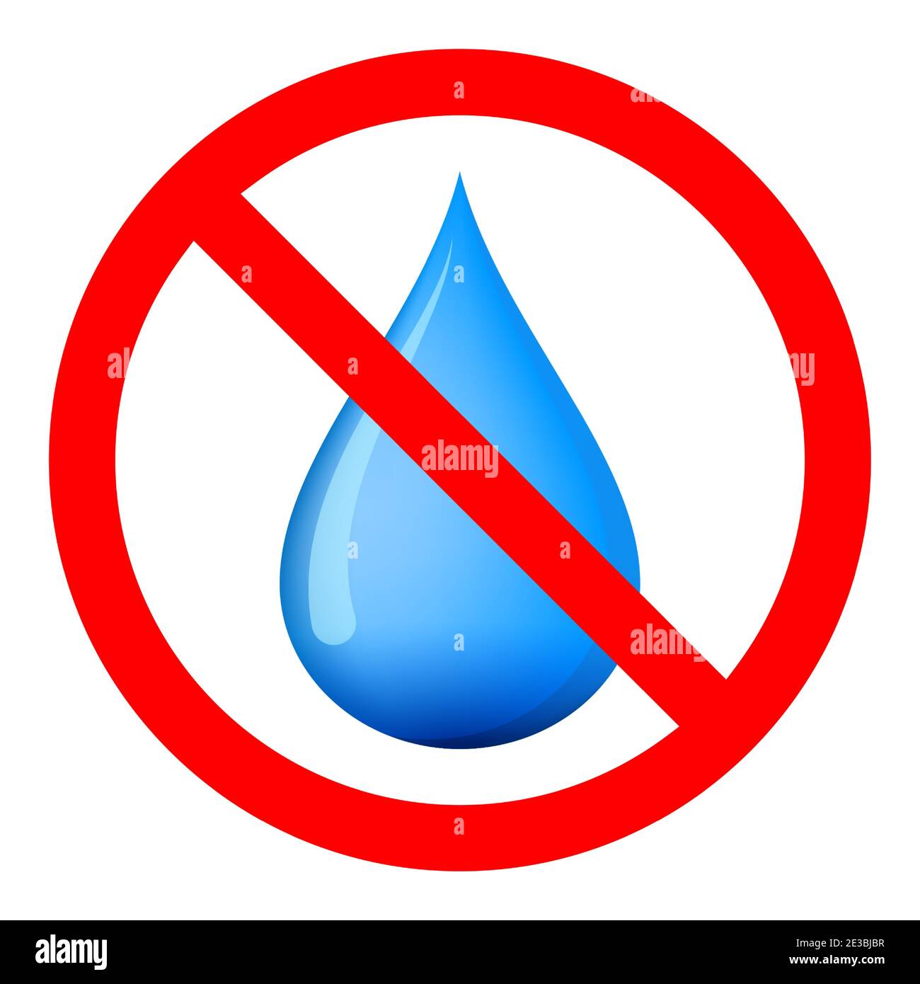 Water is prohibited. No water drop icon. Stop or ban red round sign ...