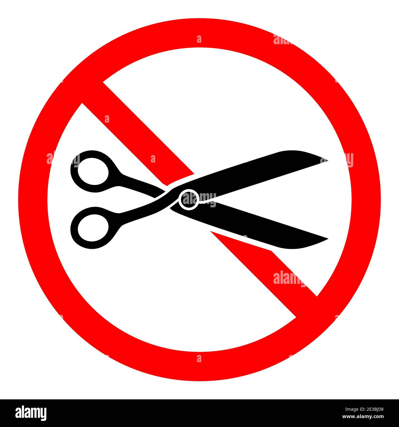 Stop or ban red round sign with scissors icon. Vector illustration ...