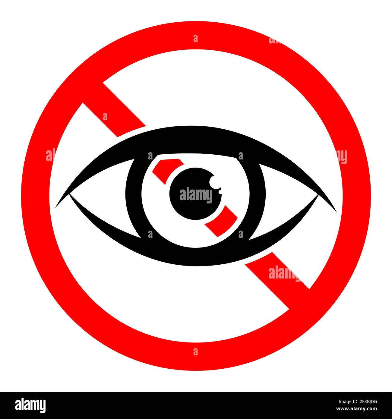 Forbidden look sign. No vision sign. Prohibited look icon. Dont look ...