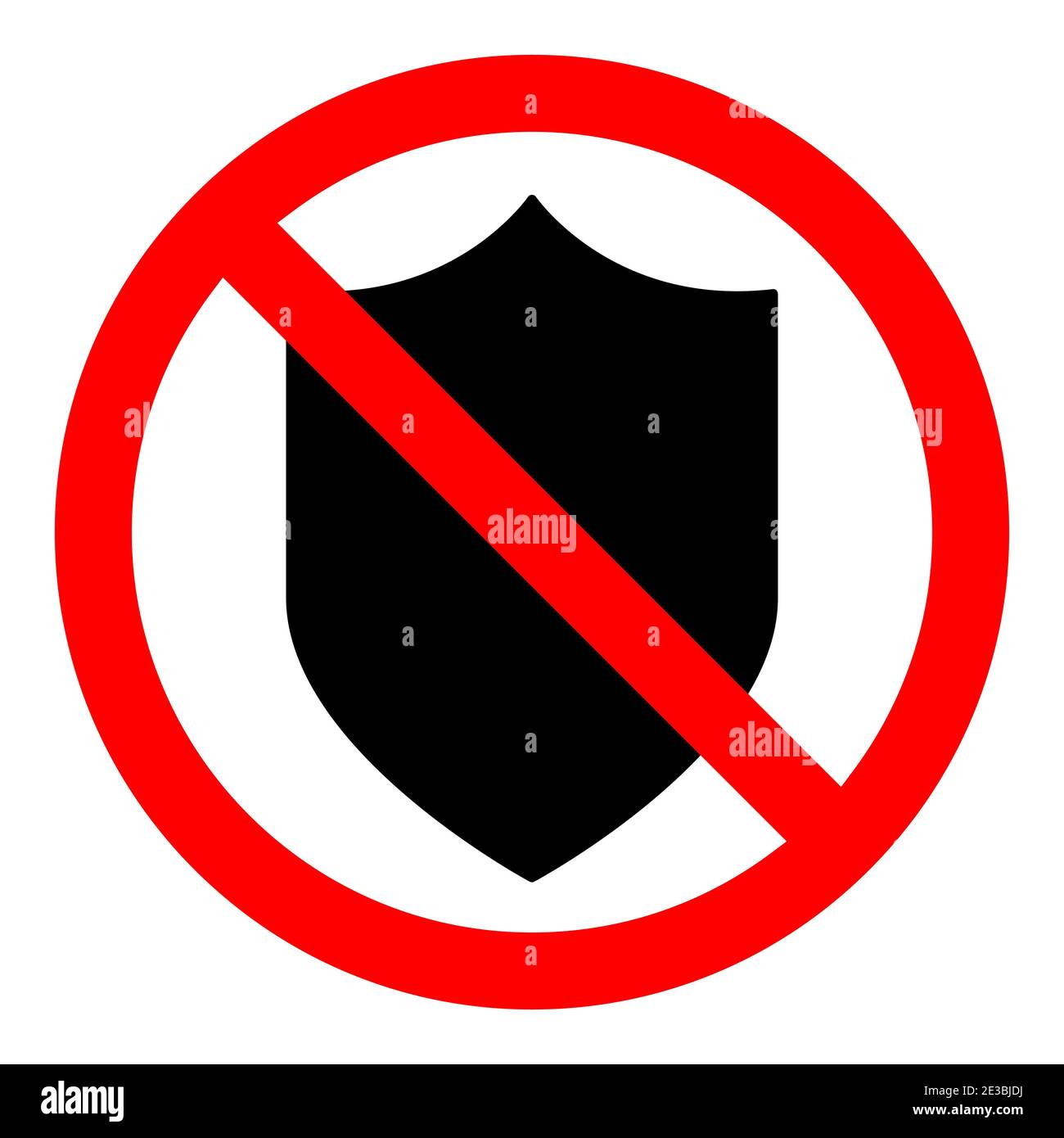 Shield ban icon. Shield is prohibited. Stop or ban red round sign with ...