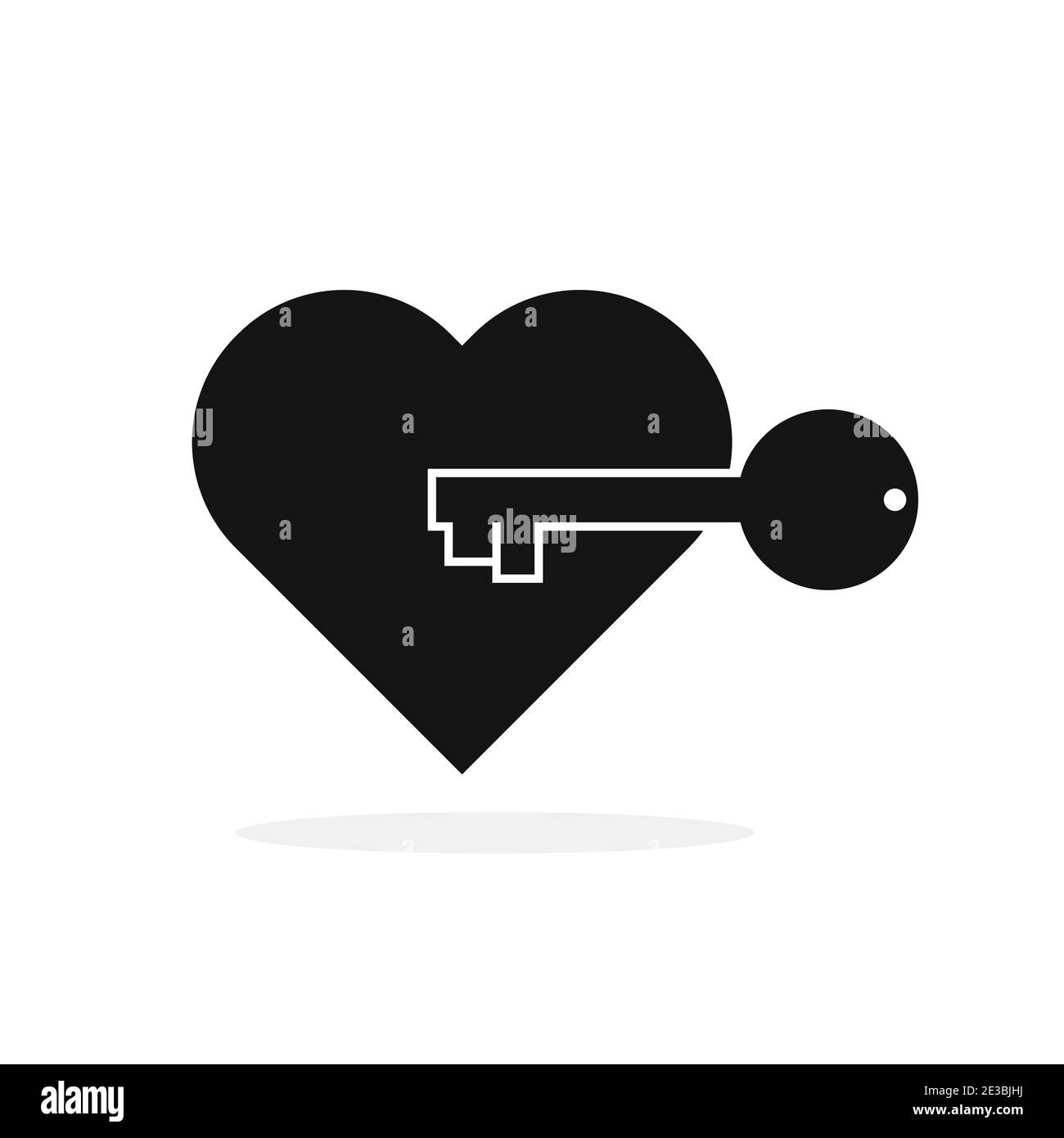 Heart with key. Shape of heart with key icon. Vector illustration ...
