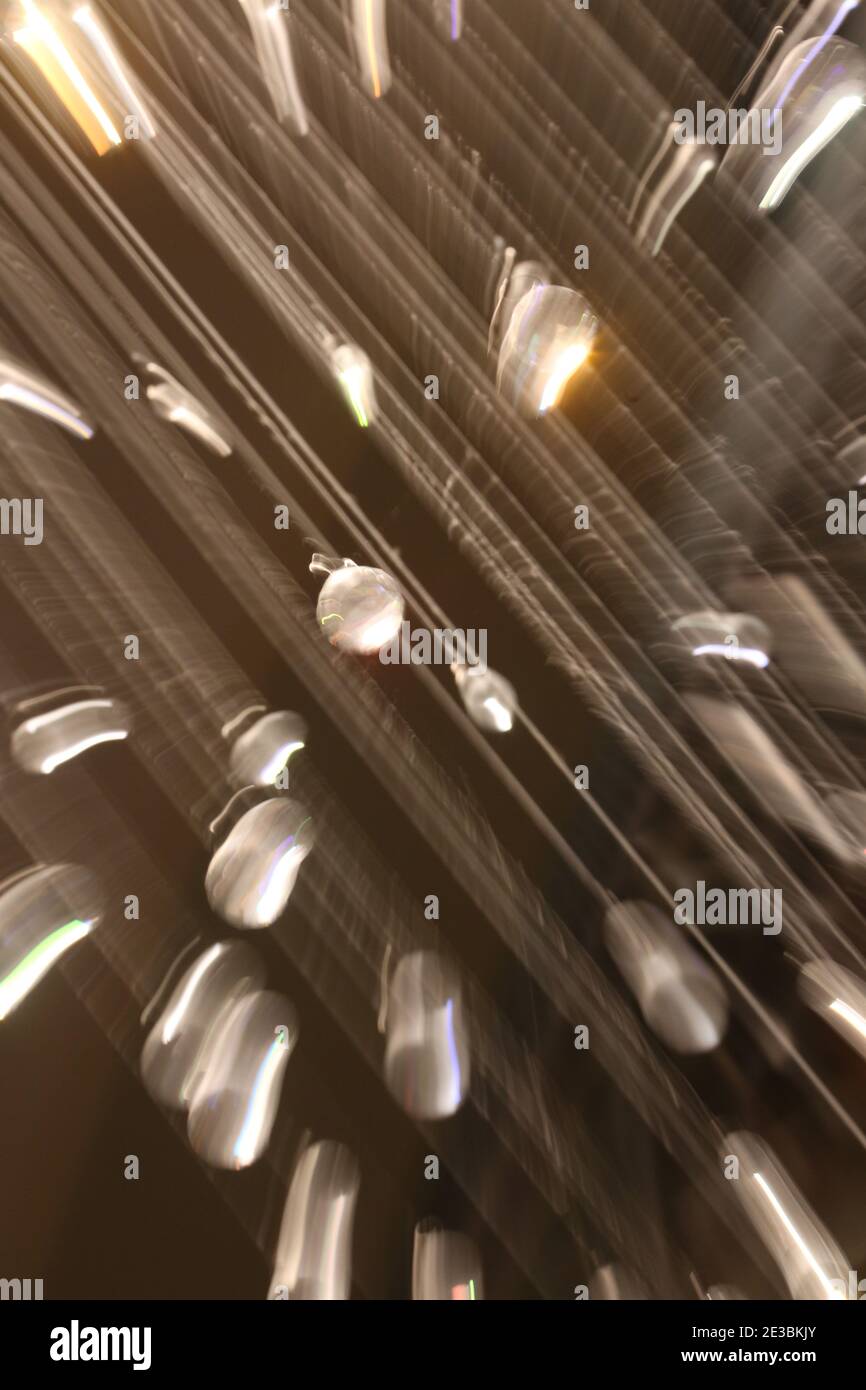 Abstact concept image of lights hanging from ceiling looking like space ...