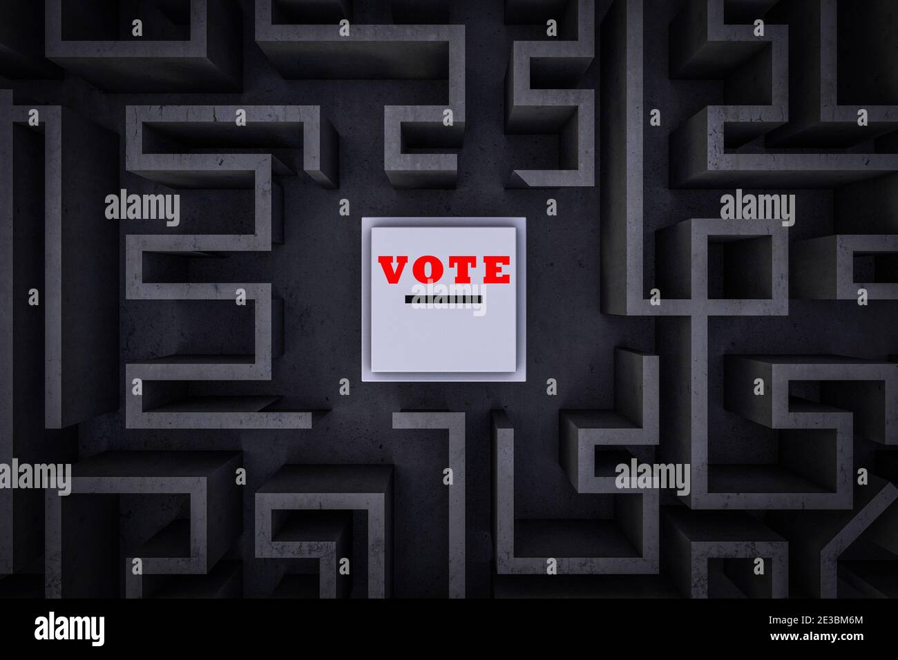 Ballot box inside a maze demonstrating voting issue. 3D illustration ...
