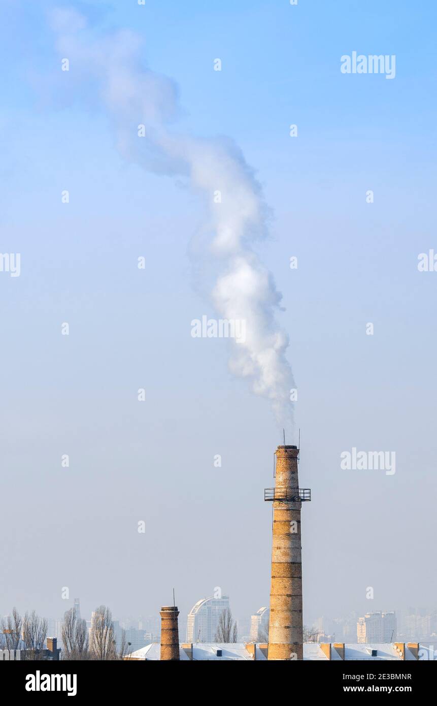 Smoke from the chimney into the atmosphere. Pollution. Ecology Stock ...