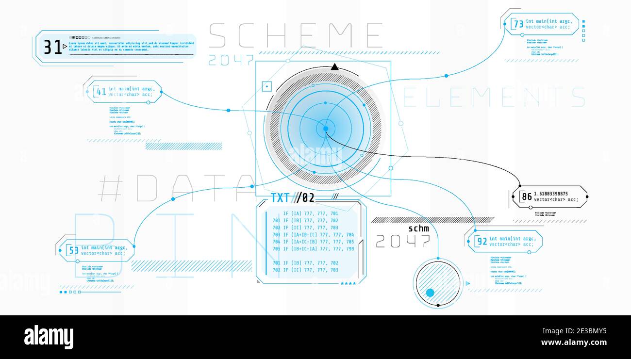 Composition Of Computer Hud Interface With Code Architecture Stock Vector Image And Art Alamy