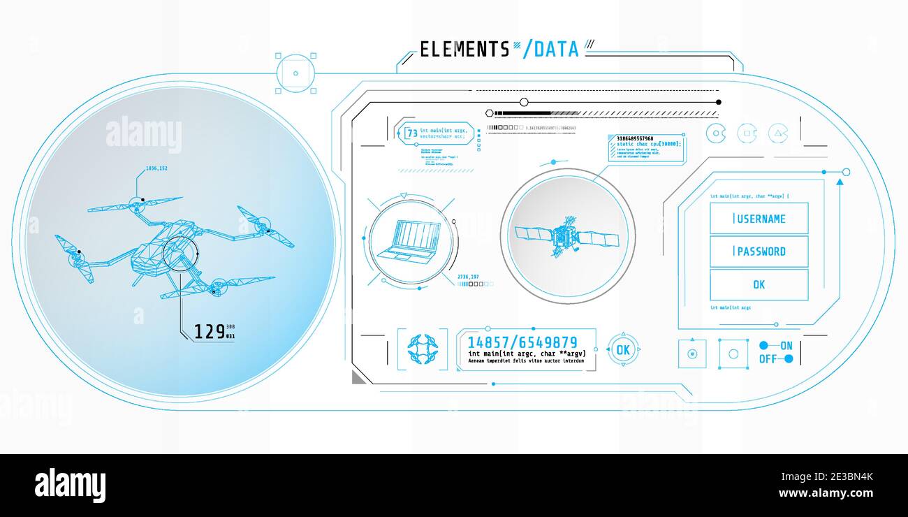 Design of the virtual interface of the drone protection program Stock ...