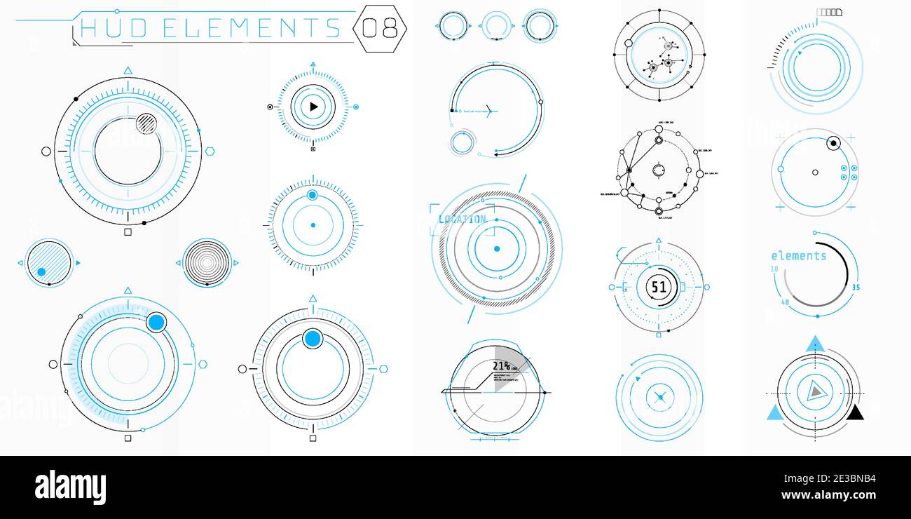 A set of HUD circular elements for a futuristic interface Stock Vector ...