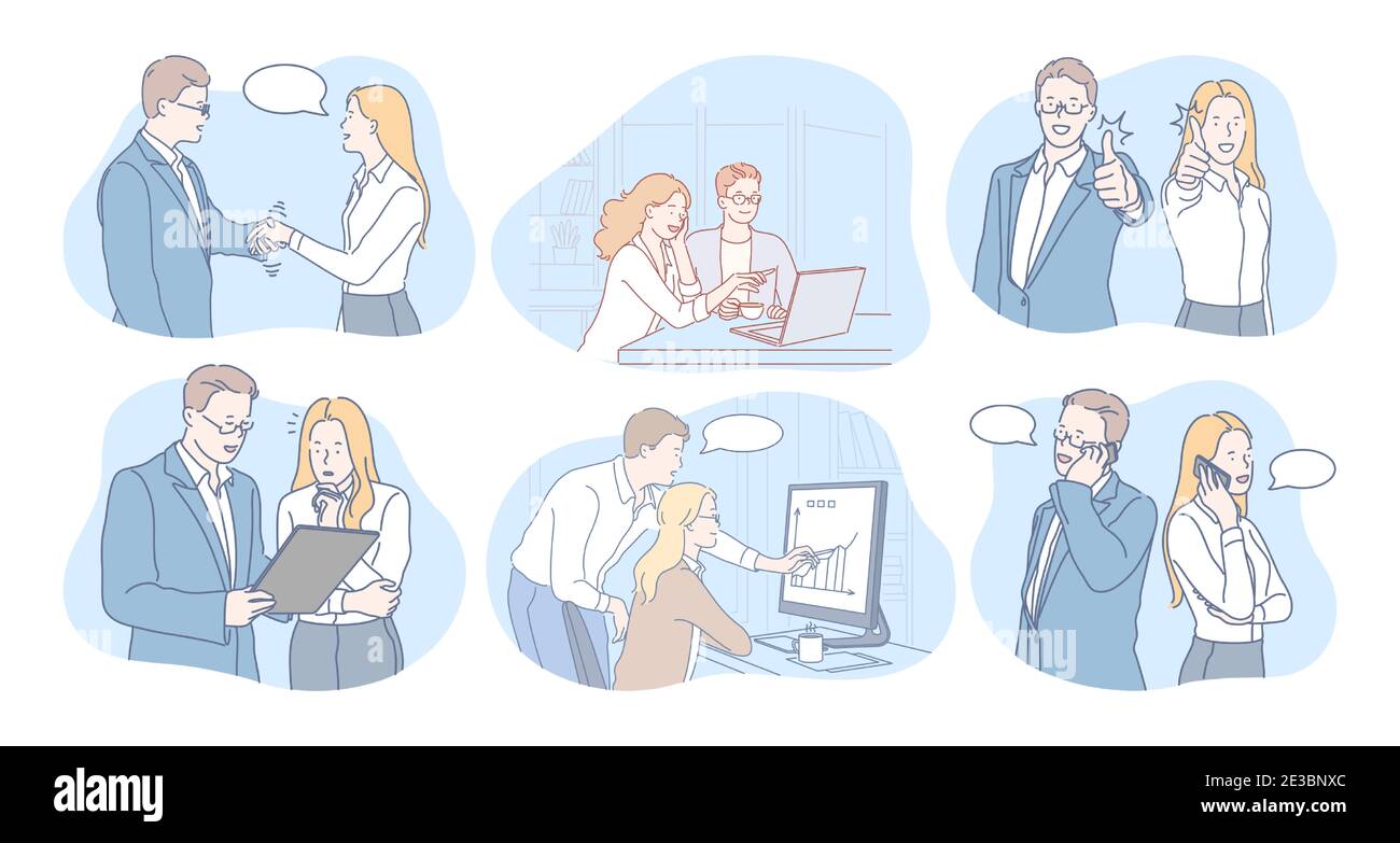 Communication, business, teamwork, marketing, agreement concept ...