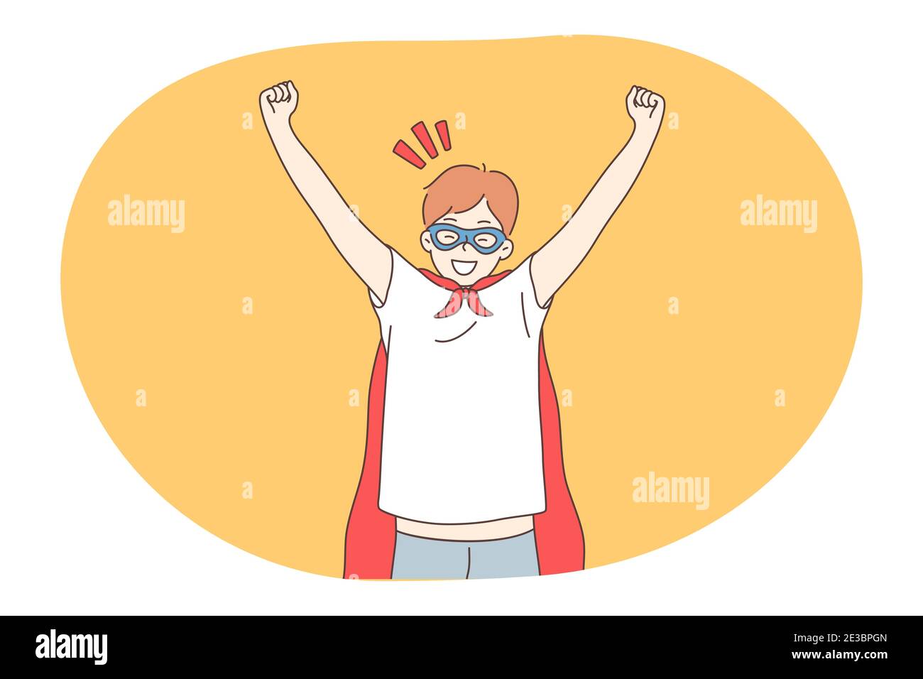 Superhero, superman, power concept. Young smiling boy child in red ...