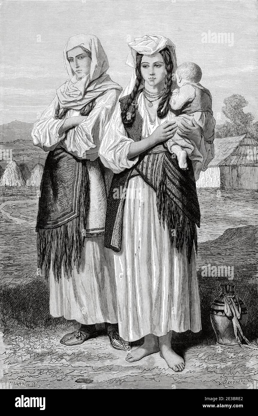 Croatian peasant fo the Bosnian border, Croatia. Europe, Old engraving ...