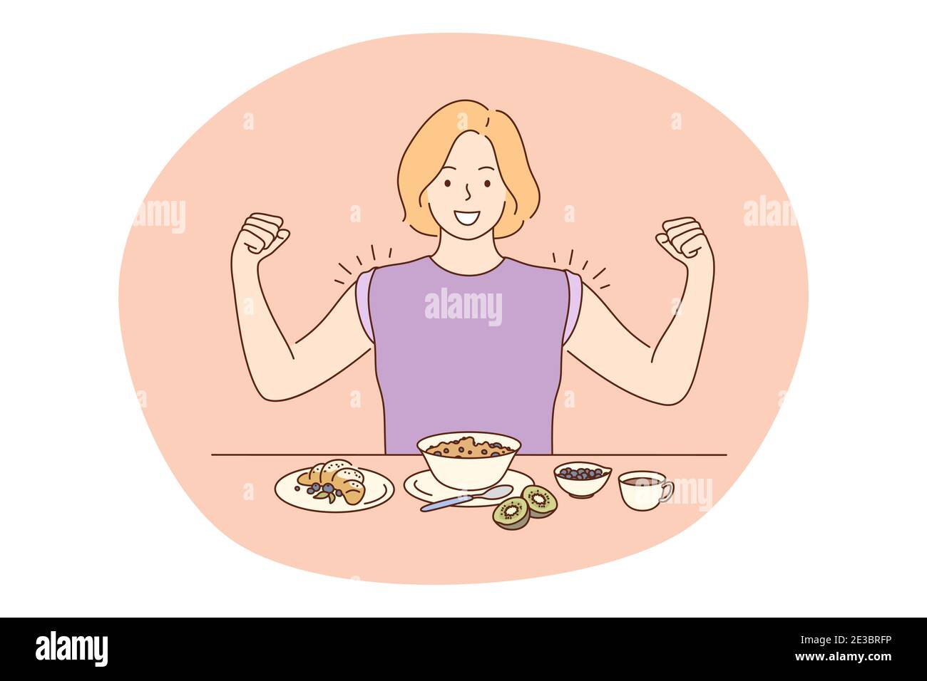 Healthy food, clean eating, nutrition concept. Young positive woman ...