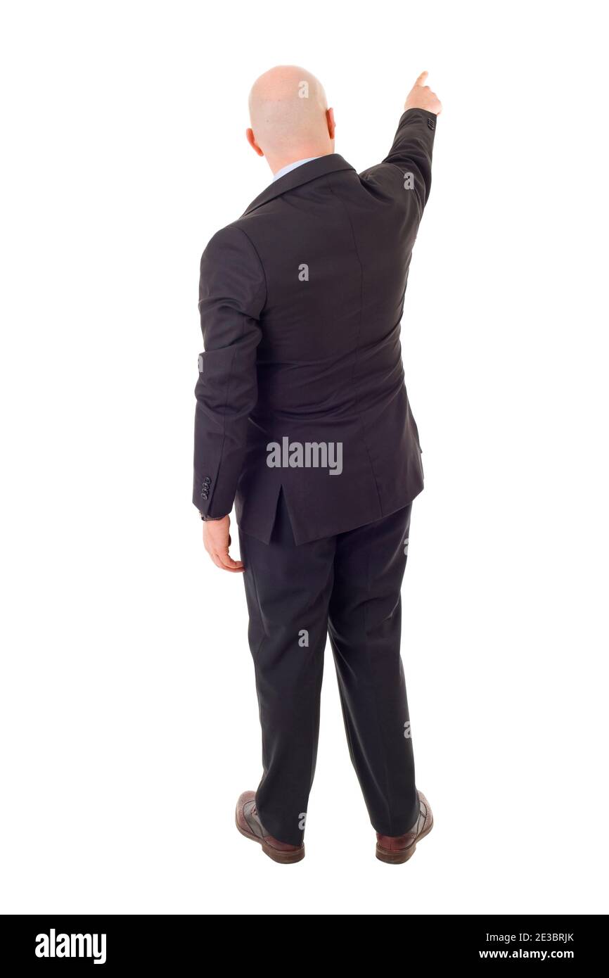 Back view of a business man pointing finger, isolated Stock Photo - Alamy